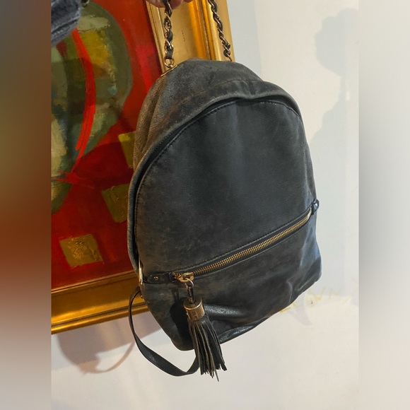 margot | Bags | Margot Black Distressed Backpack With Chain Handle ...